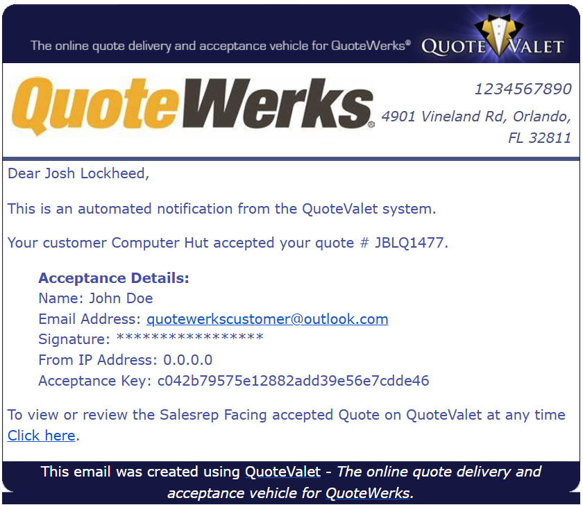 How Does a Customer Accept a QuoteValet Quote?