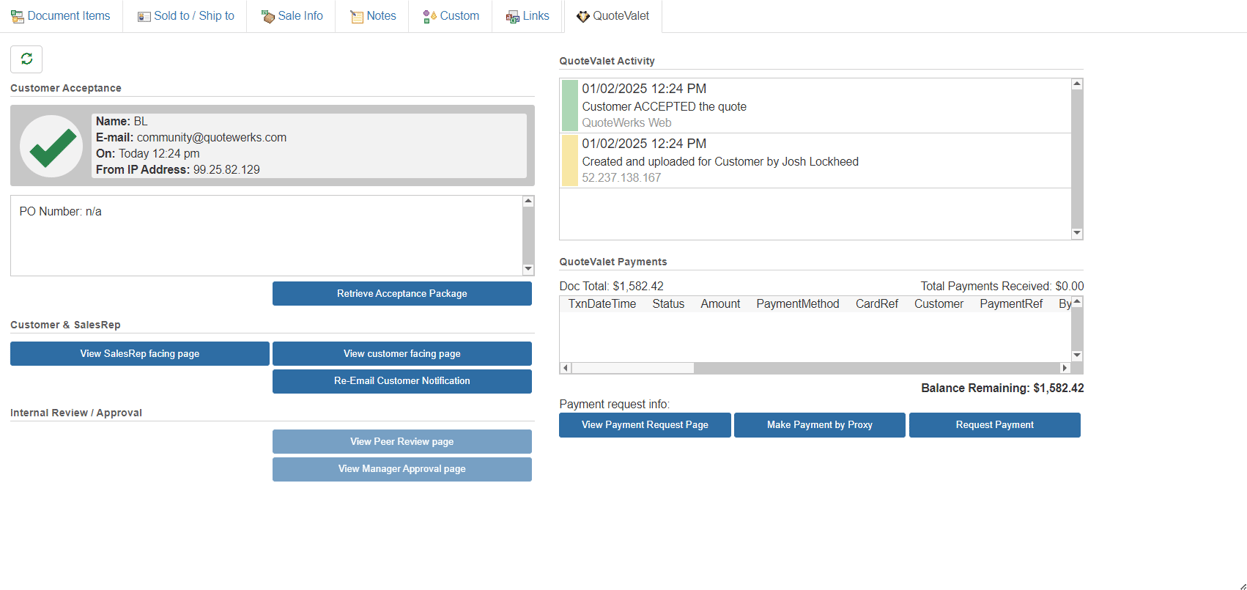 How Do I Use the QuoteValet Tab on the Quote Workbook?